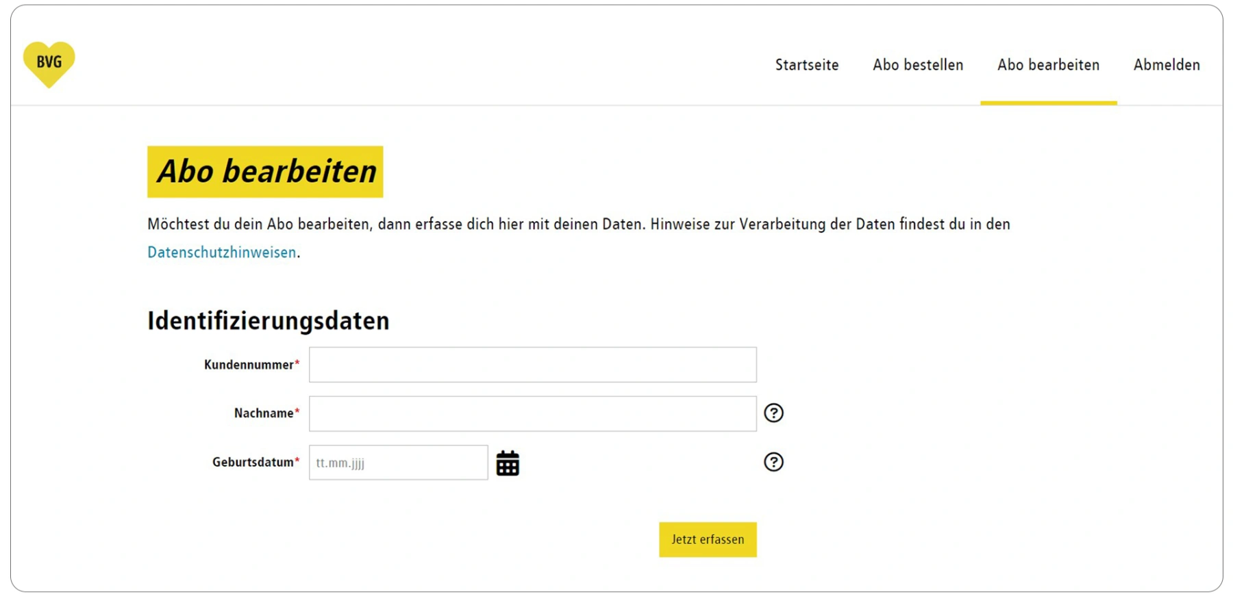 Verwaltung deines Kontos | BVG