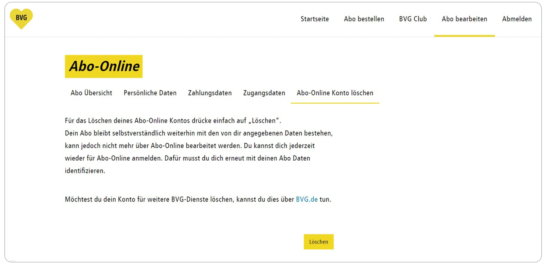 Verwaltung deines Kontos | BVG